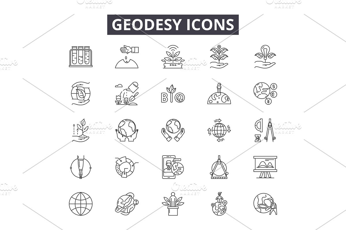 Geodesy line icons, signs set, a Technology Illustration by urban icon