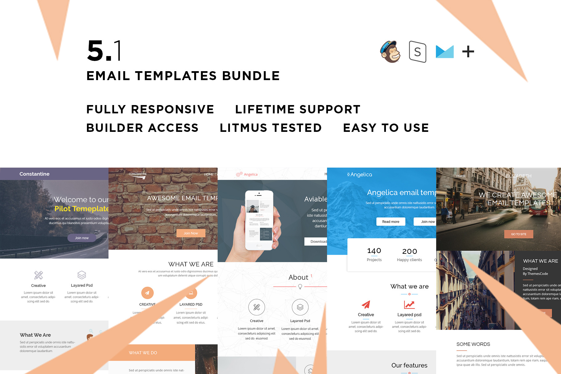 5 Email templates bundle I, an Email Template by ThemesCode