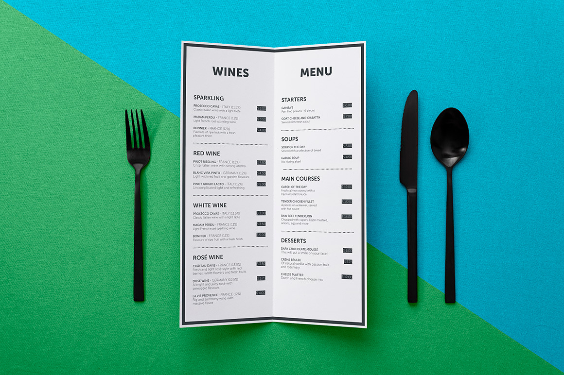 Menu mockup, a Print Template by Twin Design