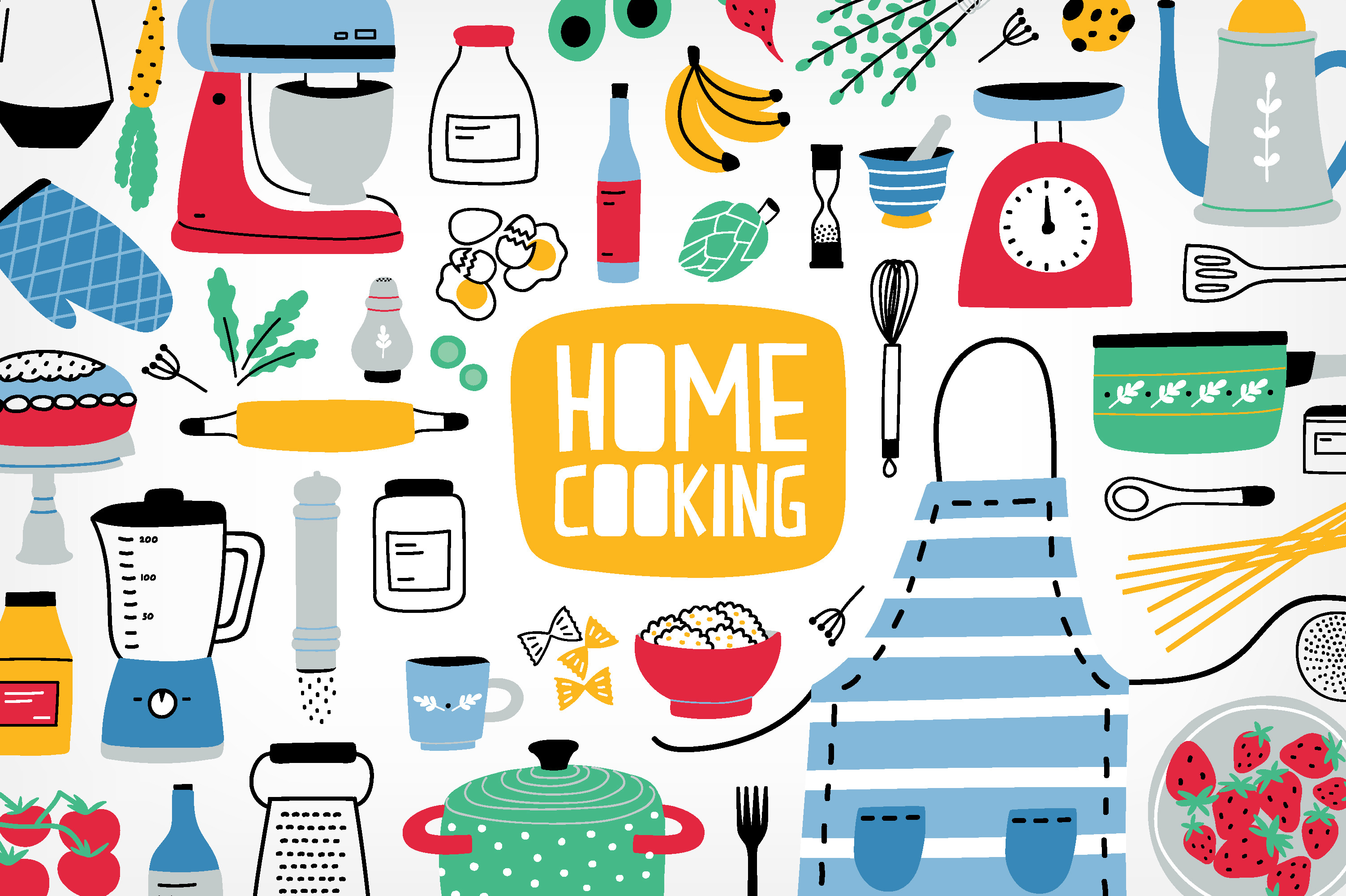 Big home cooking bundle, seamless, a Food Illustration by Good Studio