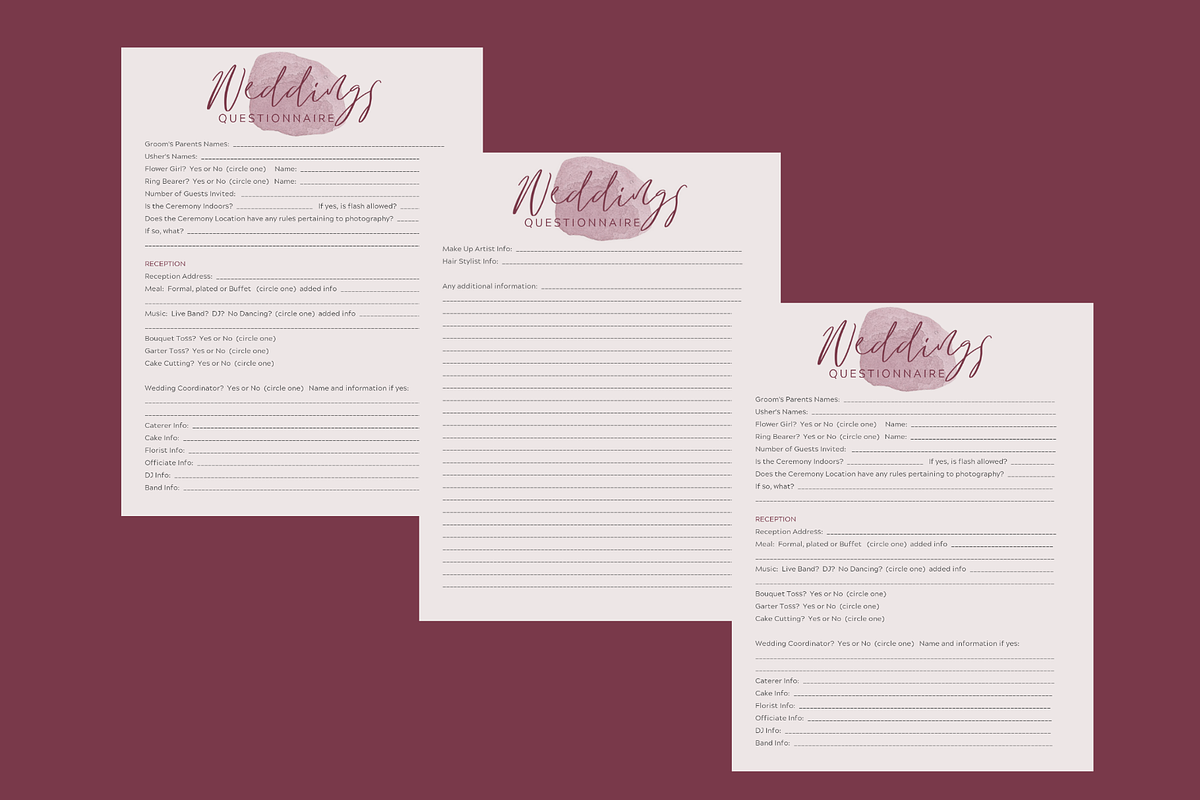 Canva Wedding Questionnaire Template, a Brochure Template by Rachel ...