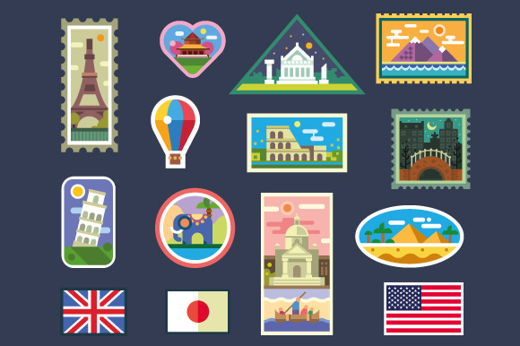 Stickers from various countries, an Illustration by TastyVector