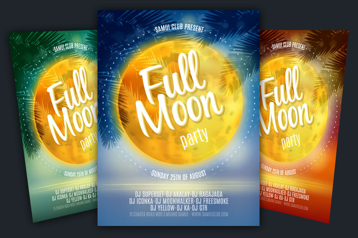 Full Moon Party Flyer, a Flyer Template by leezarius