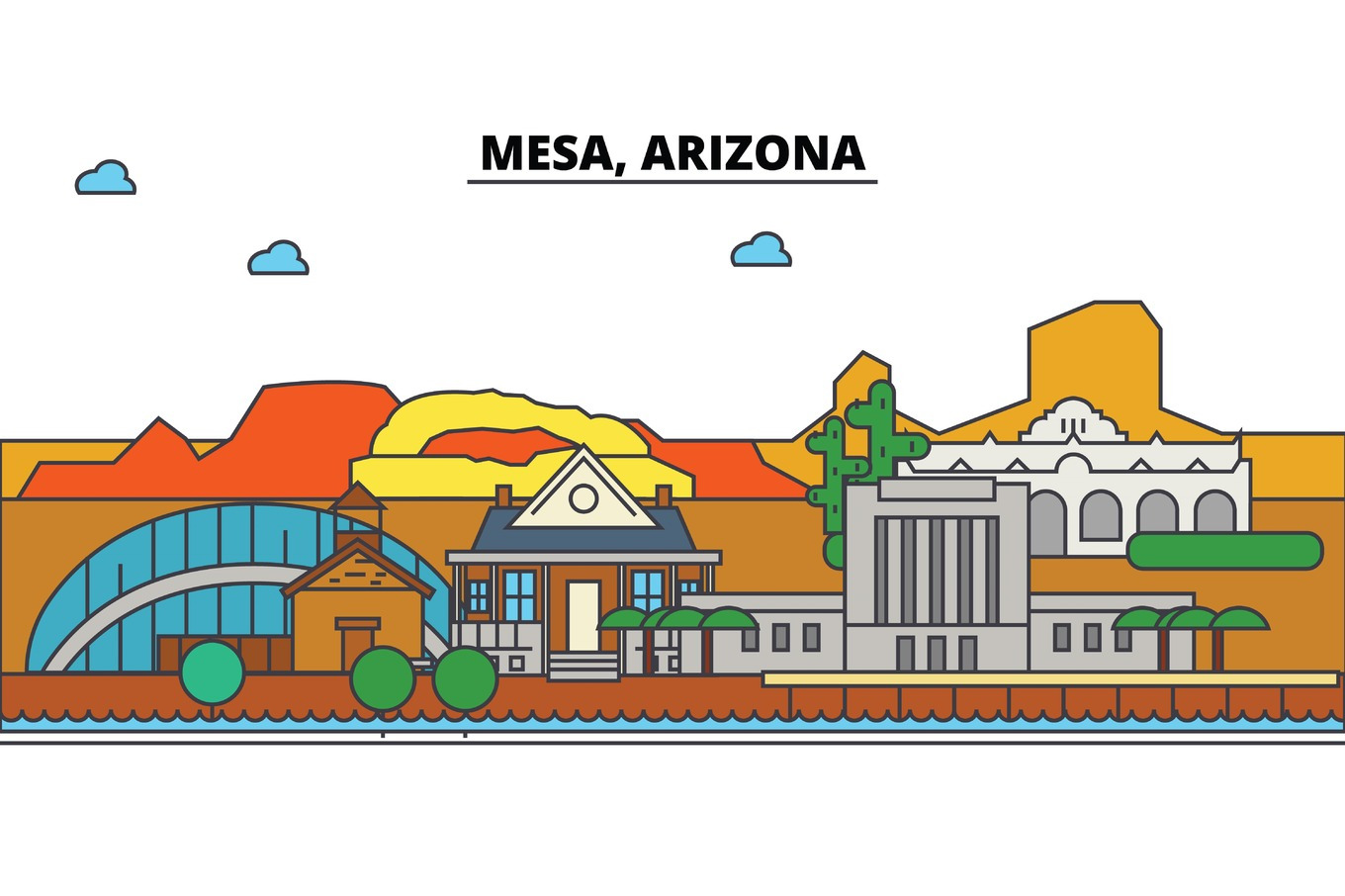 Mesa, Arizona. City skyline architecture, buildings, streets ...