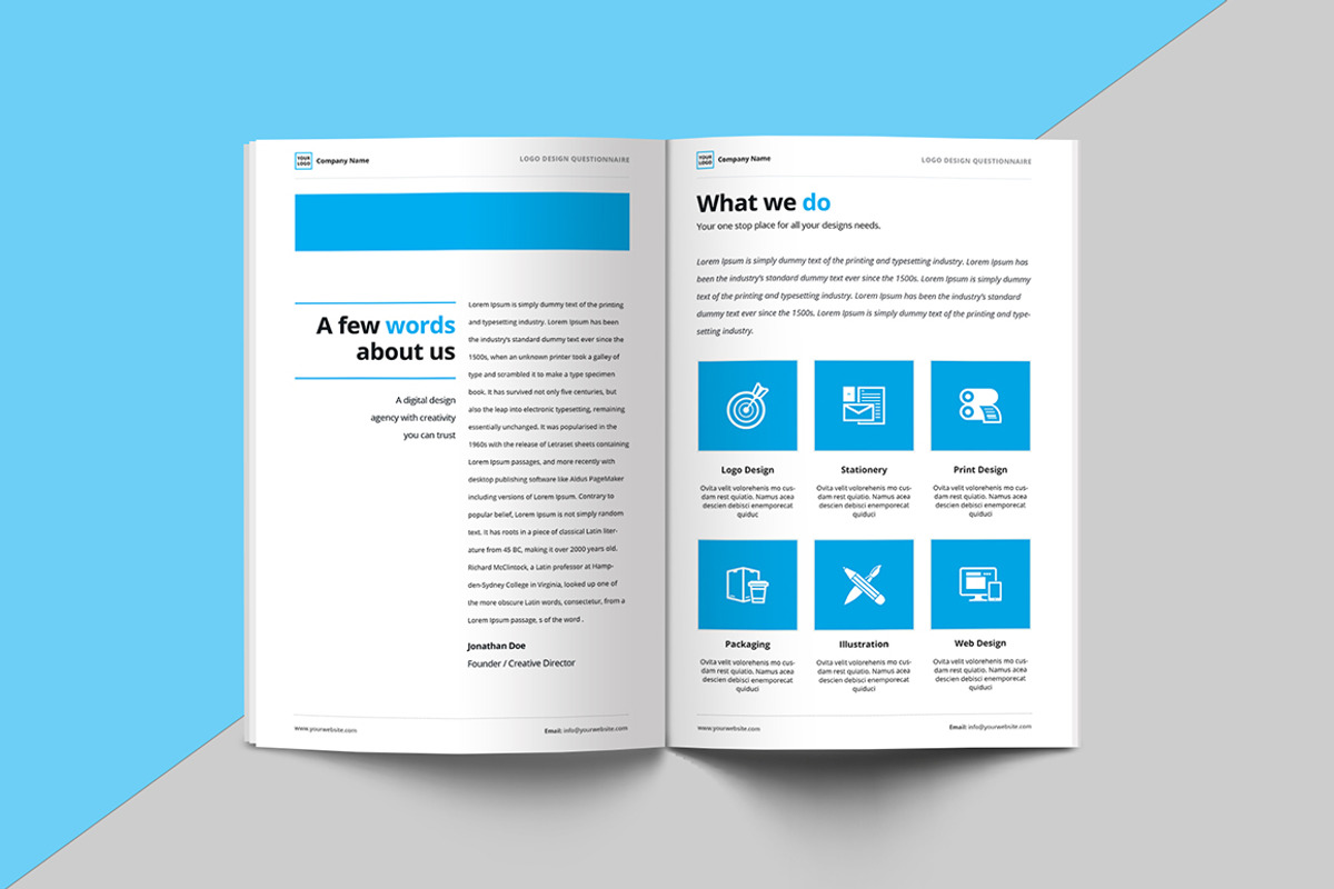 Logo design questionnaire, a Stationery Template by GraphicsEgg