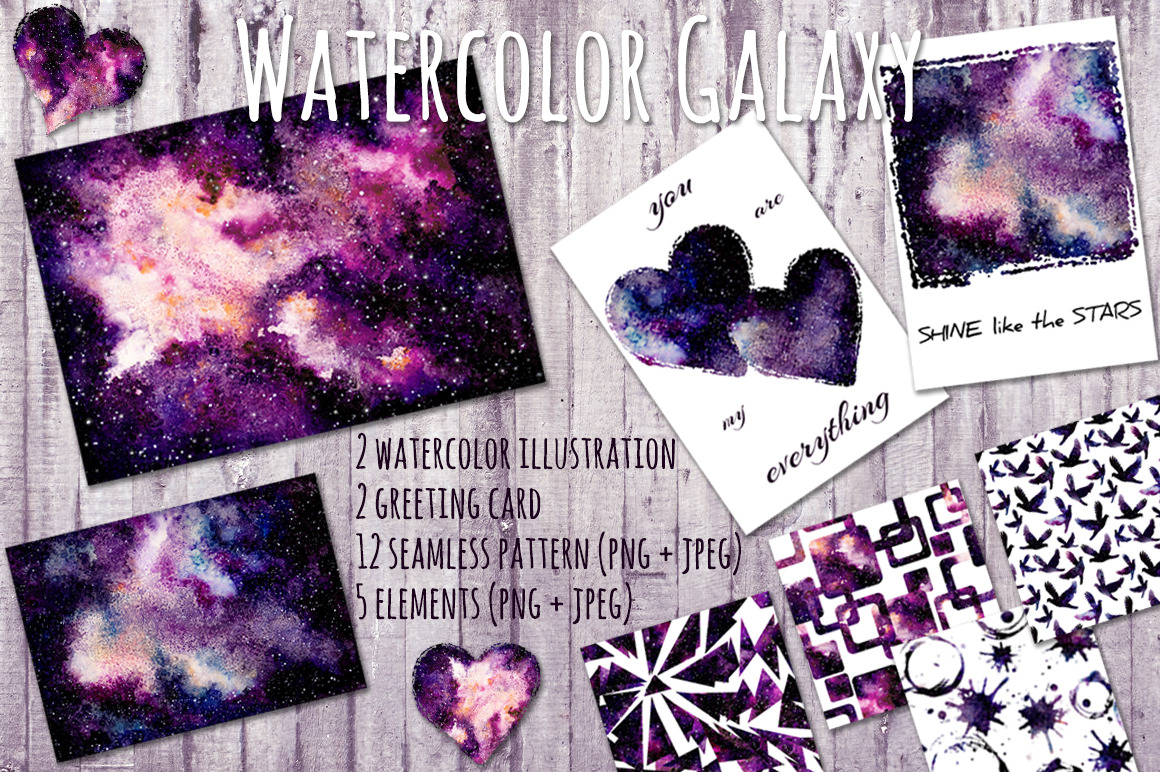 Watercolor Galaxy Set, a Texture Illustration by Salted Galaxy