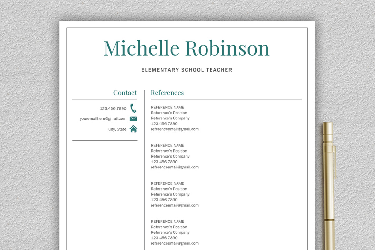 Teacher Resume | CV + Cover Letter, a Resume Template by Klamp Studio