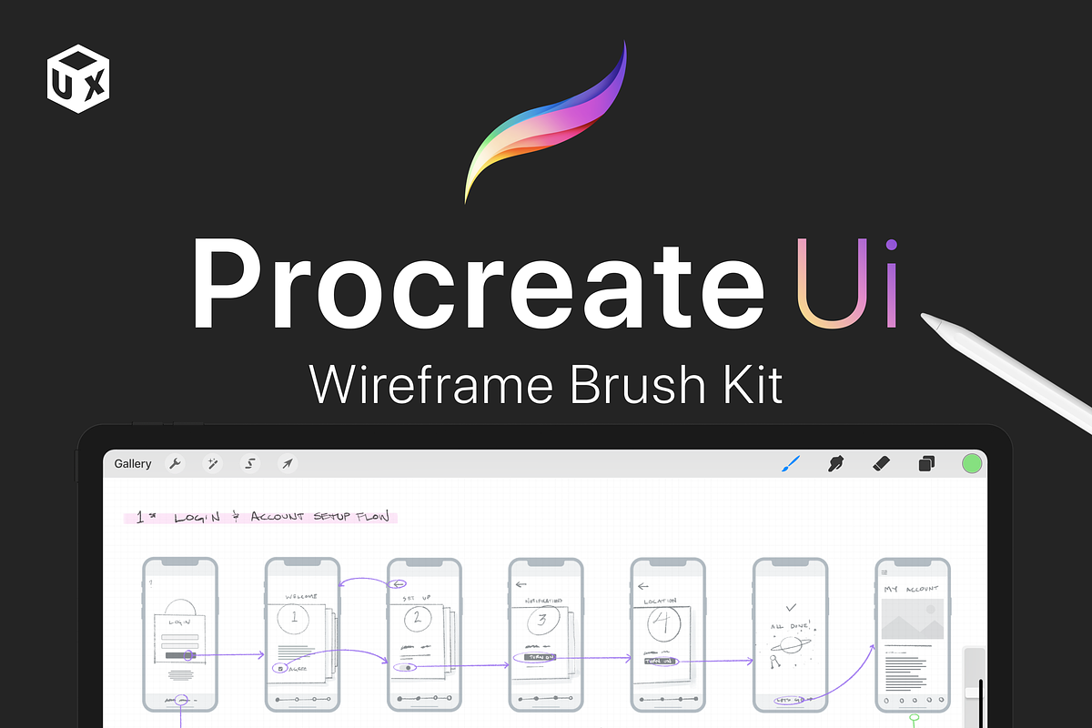 Procreate UI Brush Kit, a Brush Add-On by UXBin