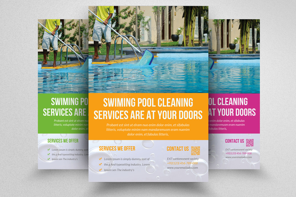 Swimming Pool Cleaning service flyer, a Flyer Template by Psd Templates