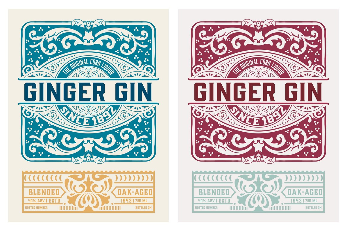 Vintage Gin label, a Flyer Template by OneVectorStock