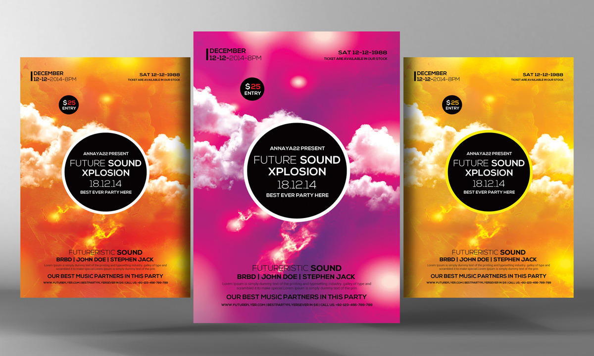 Future Sound Xplosion Party Flyer, a Flyer Template by graphicforest