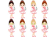 Vector Spa Girls Clipart, an Illustration by TheCreativeMill