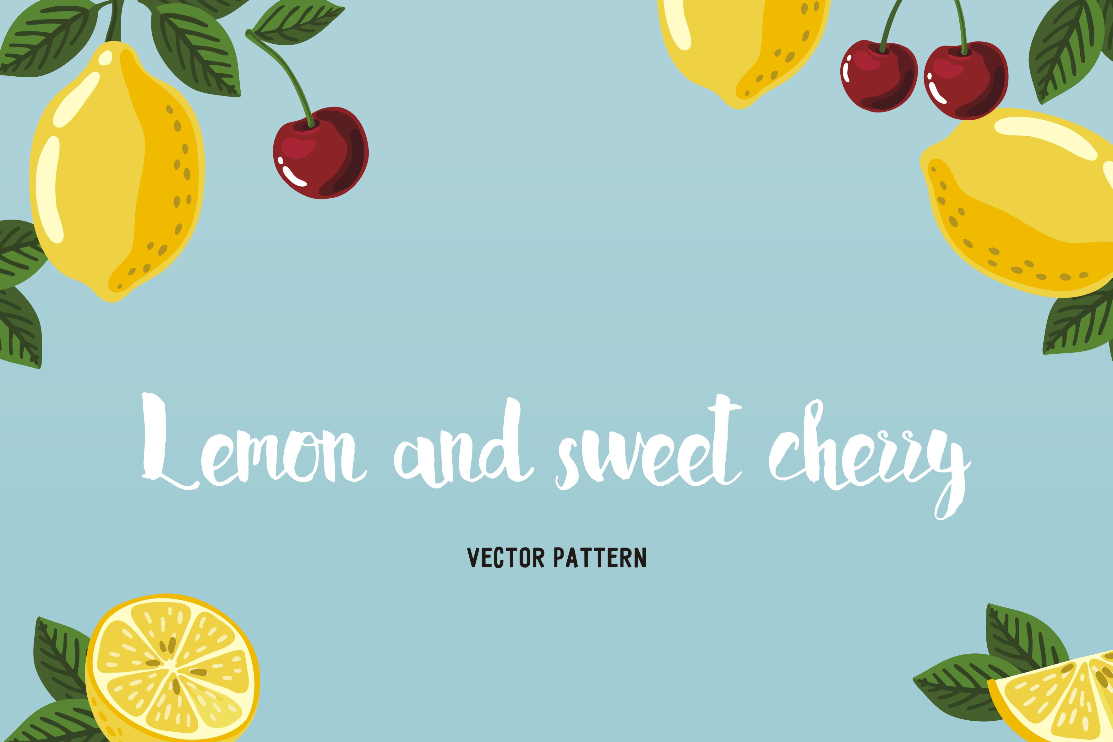 Patterns with lemon and cherry, a Pattern Graphic by Barkova Nadya