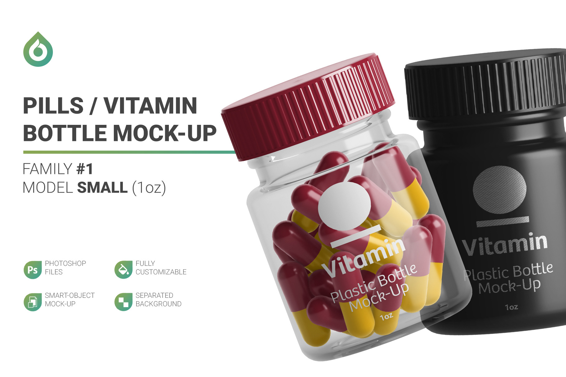 Vitamins Bottle Mockup, a Cups & Container Mockup by AY Mock-Ups