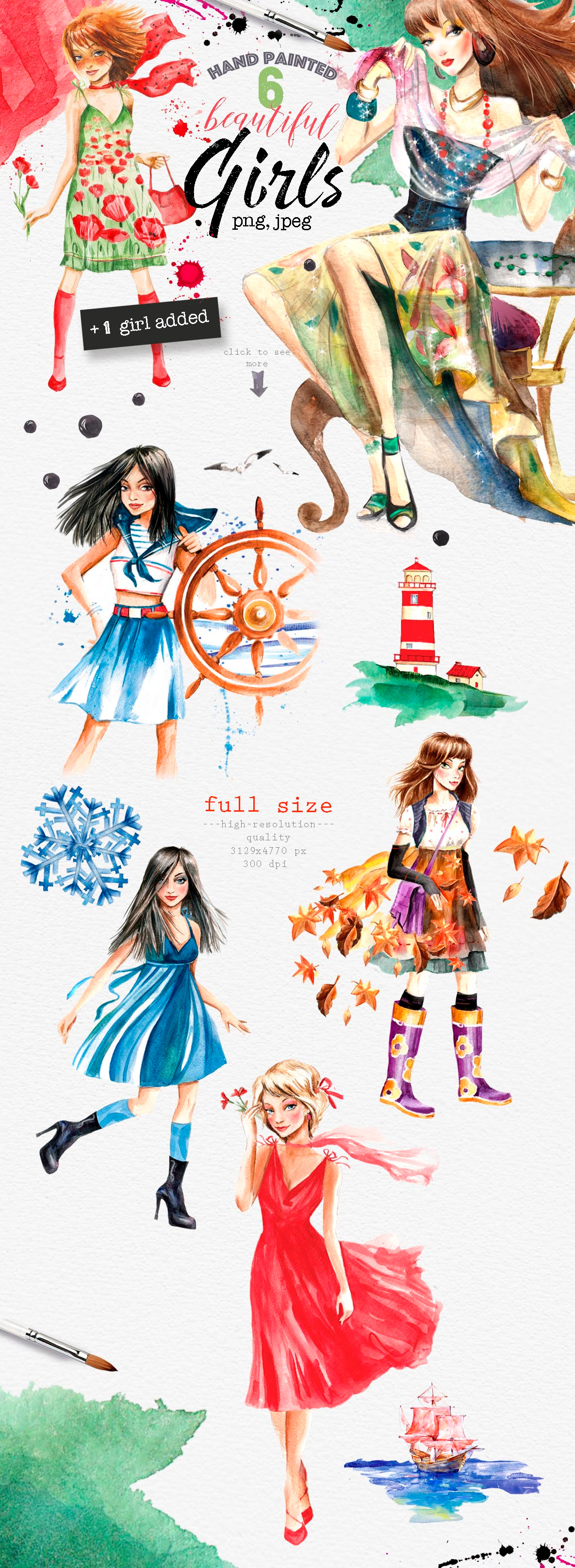 6 Beautiful girls, a Person Illustration by Mikibith | Creative Market