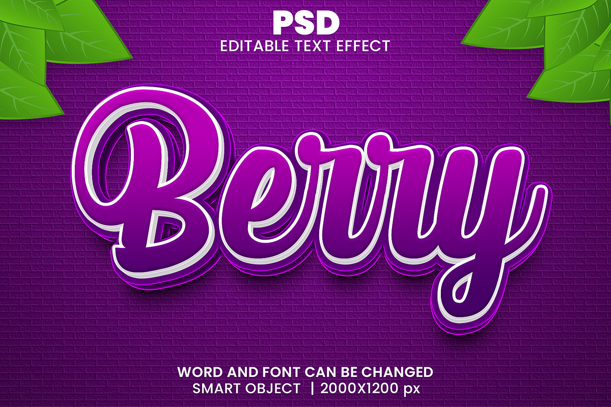 Berry 3d Editable Psd Text Effect, a Layer Style Add-On by bdrobin ...