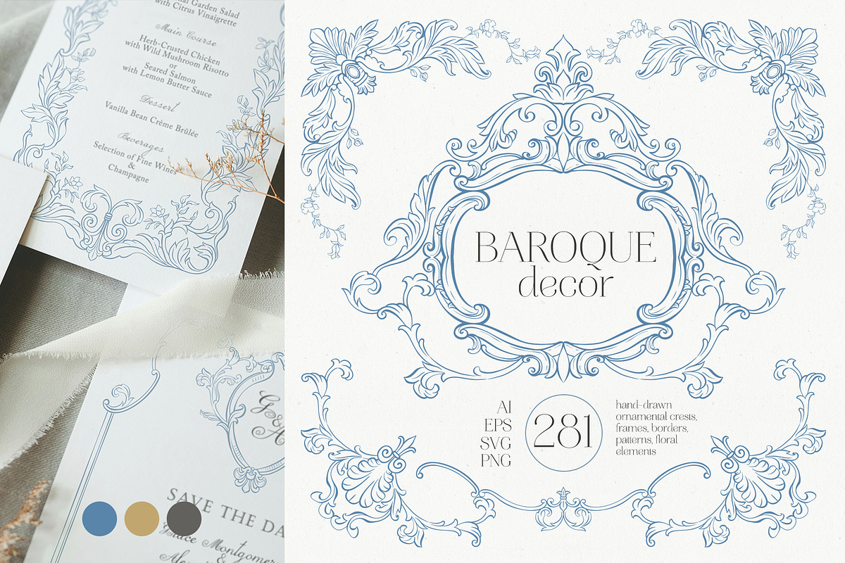 Baroque Line Art | Frames & Crests, a Decorative Illustration by ...