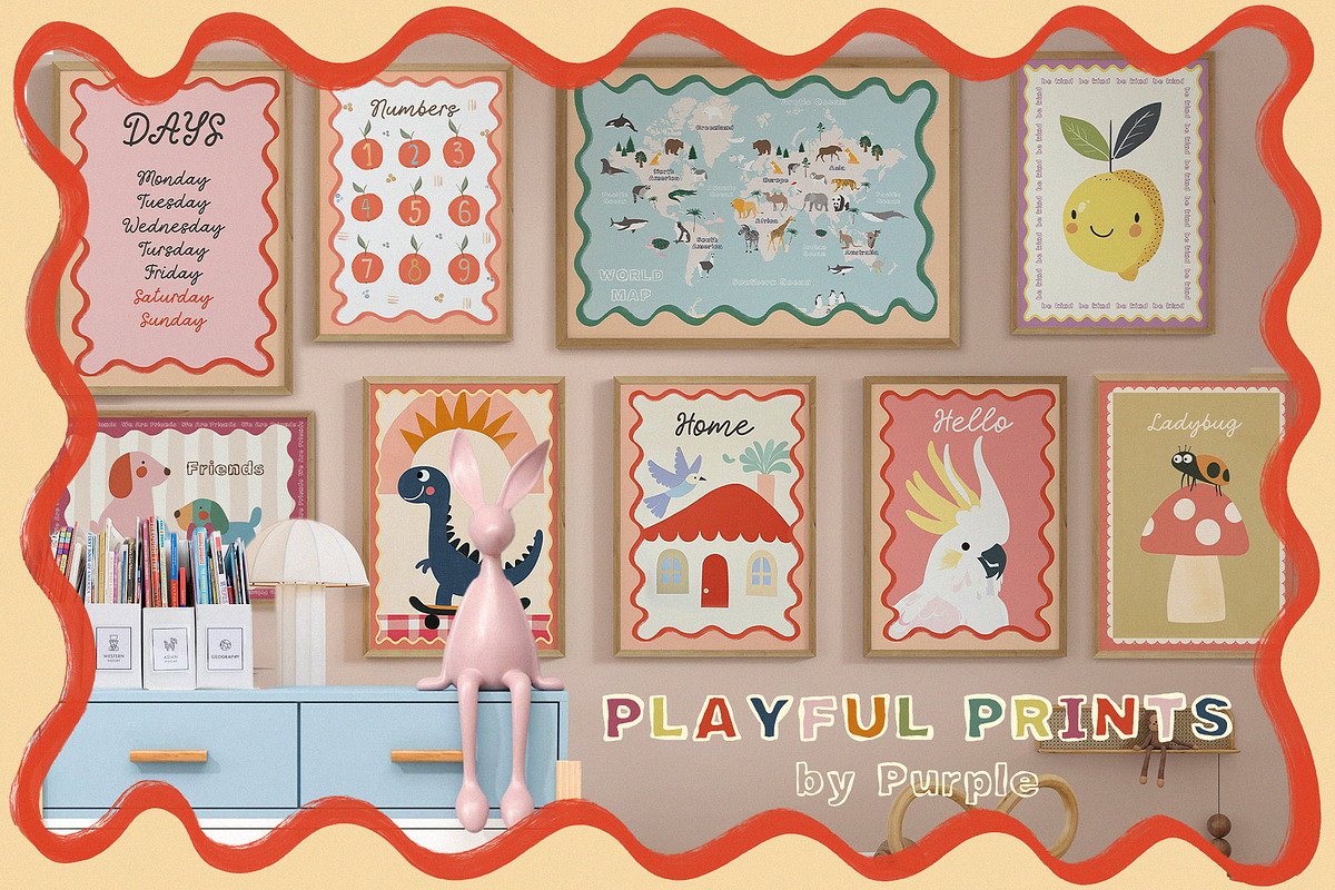 PLAYFUL PRINTS - Whimsical Posters, a Background Graphic by Purple