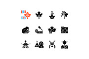 Canadian symbols black icons set, a Solid Icon by bsd studio