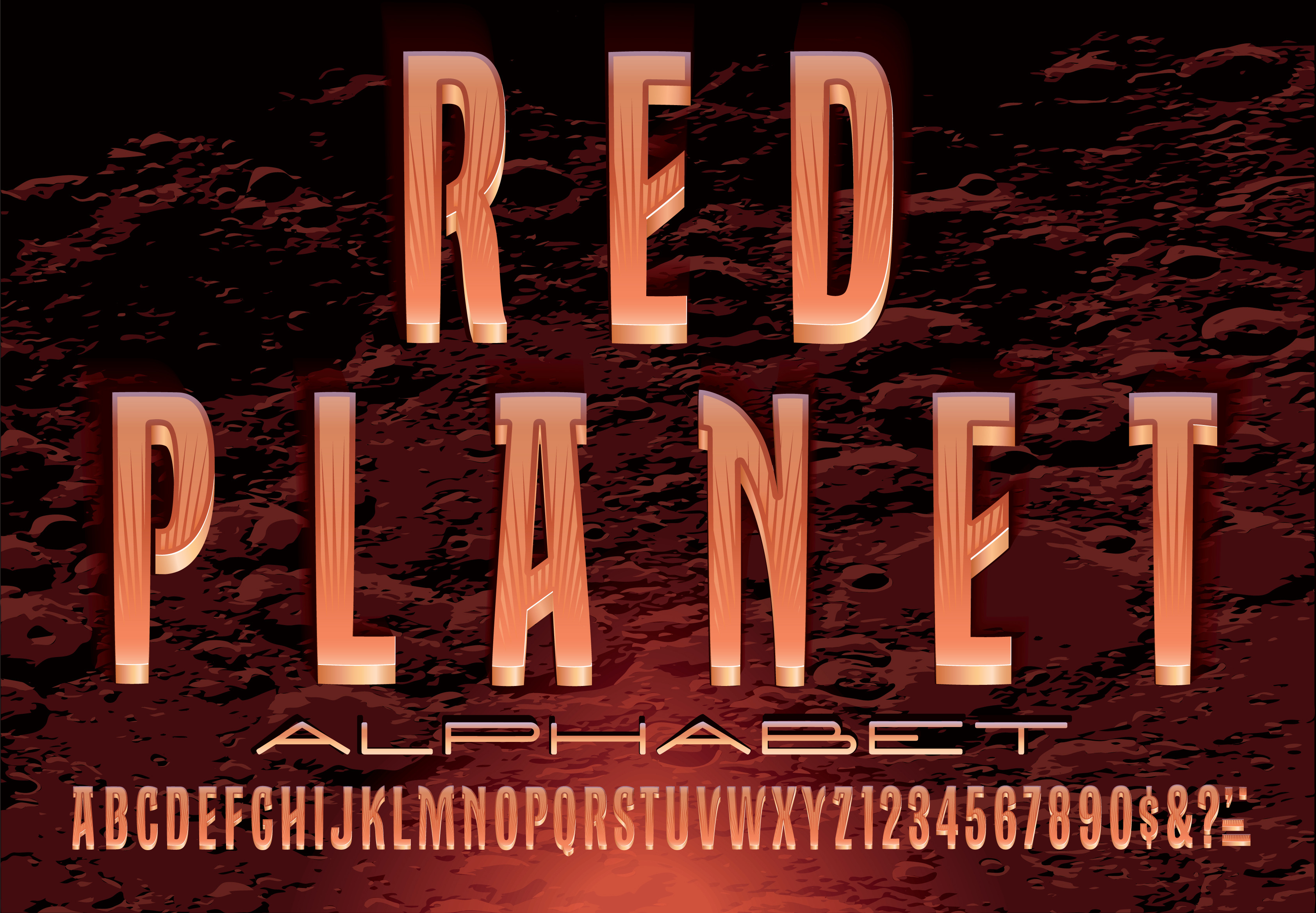 Red Planet Titling Alphabet, an Object Graphic by Mysterylab Designs
