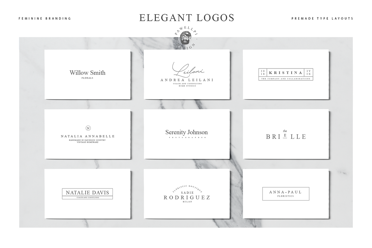 100 elegant feminine logos premium, a Branding & Logo Template by pawellpi