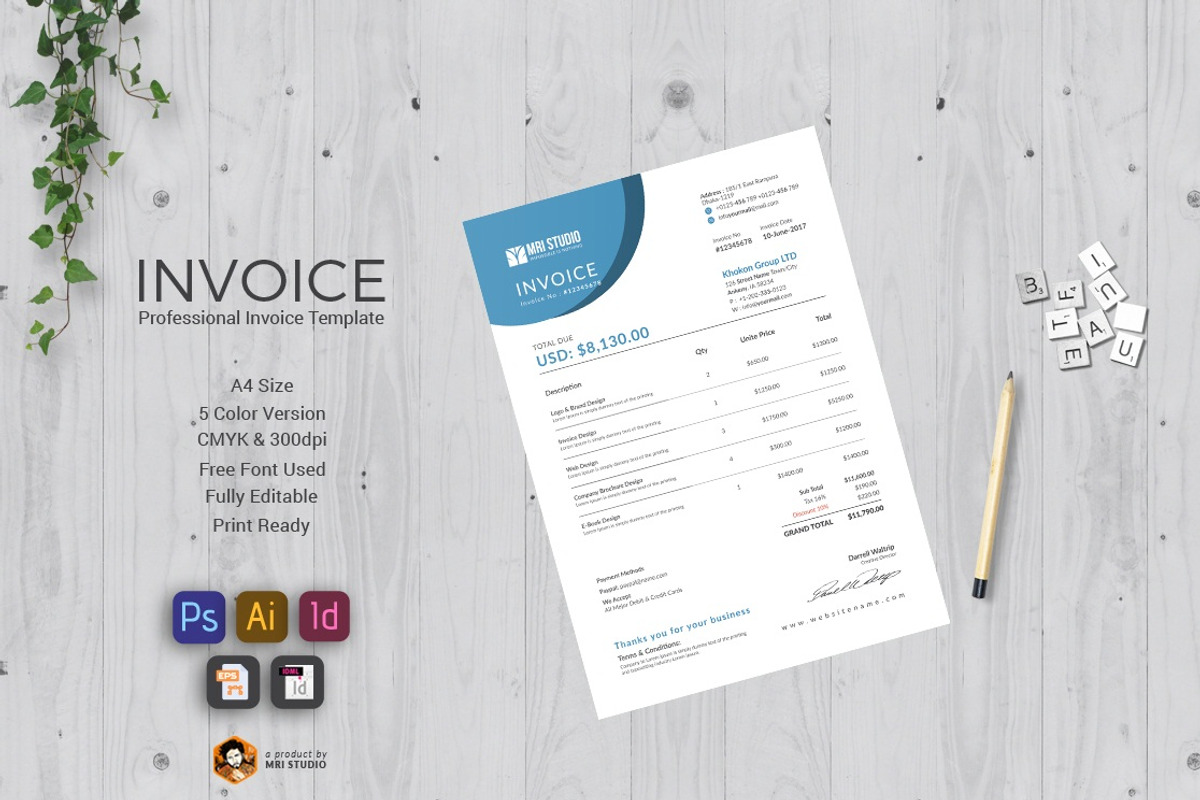 Invoice, a Stationery Template by MRI STUDIO