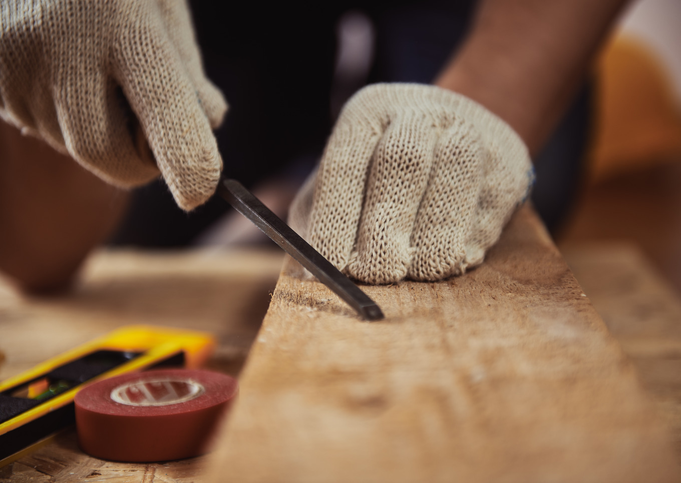 Carver's hands with chisel, an Industrial Photo by OneGuyDesigns