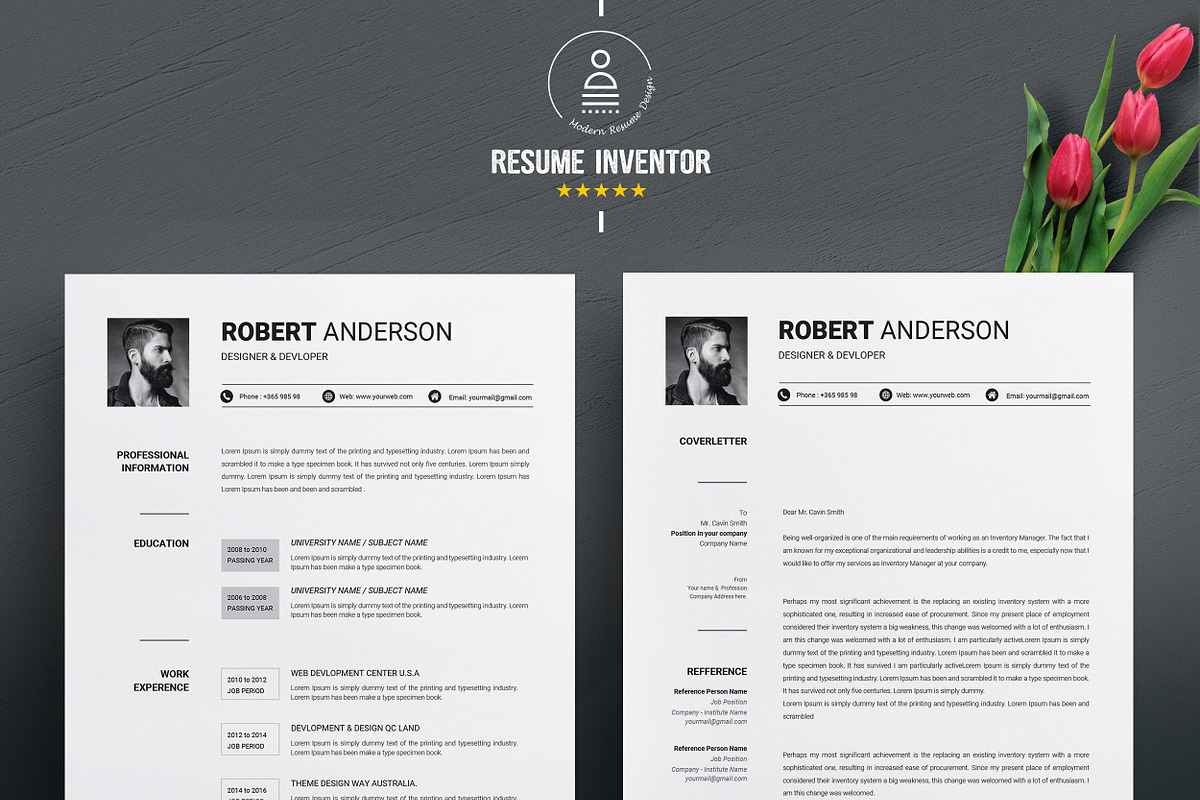 2 Pages Clean Resume Template, a Resume Template by ResumeInventor