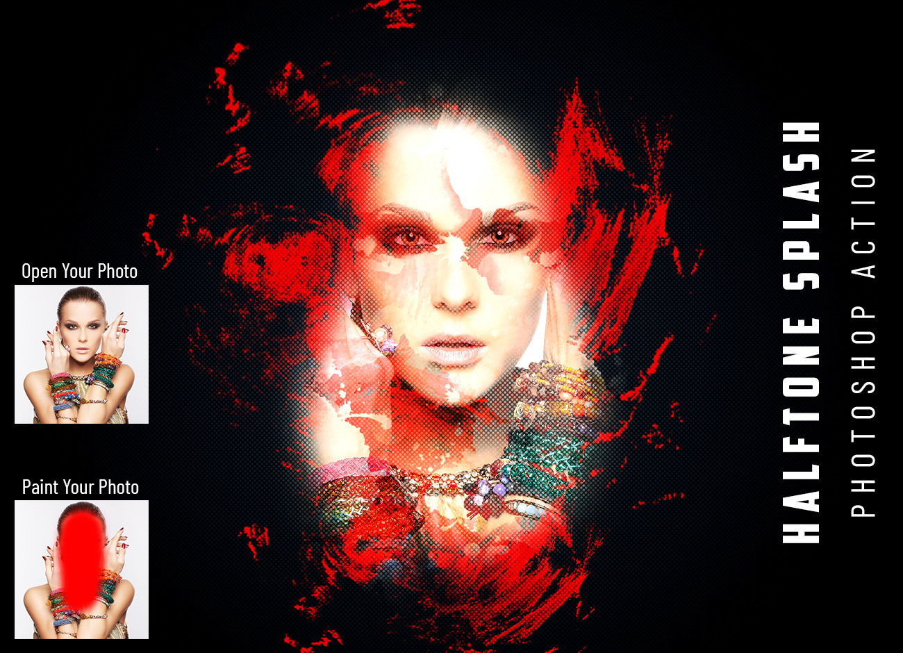 Halftone Splash Photoshop Action, an Action Add-On by Studio Retouch