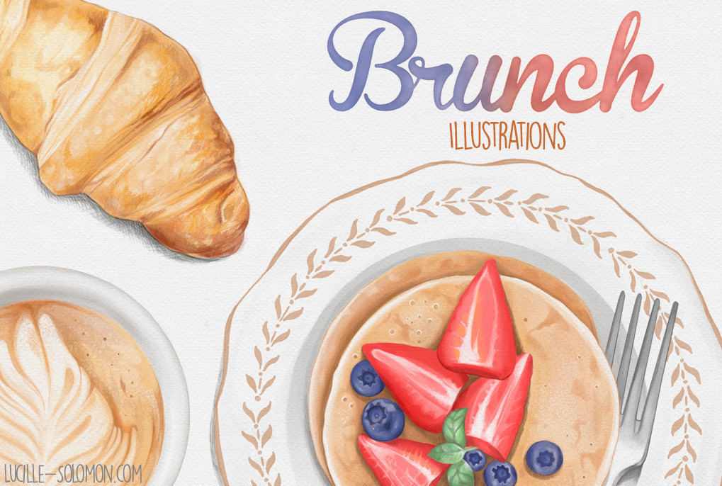 Detailed Brunch Illustrations, a Food Illustration by LucilleSolomon