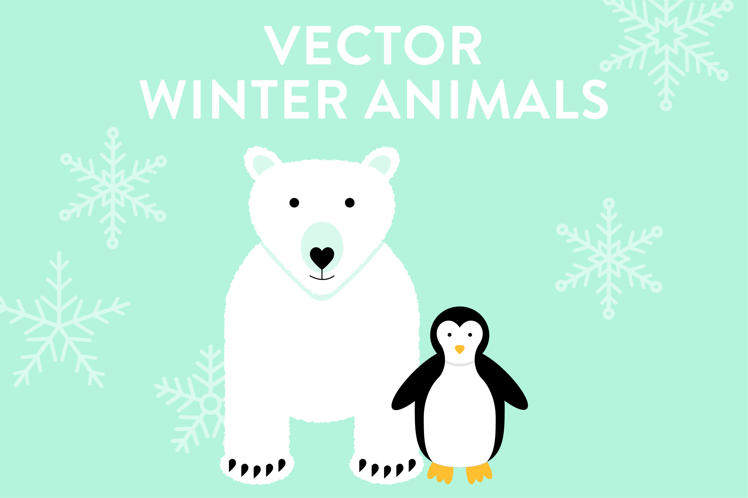 Vector Polar Bear and Penguin, an Animal Illustration by Sarah Hearts