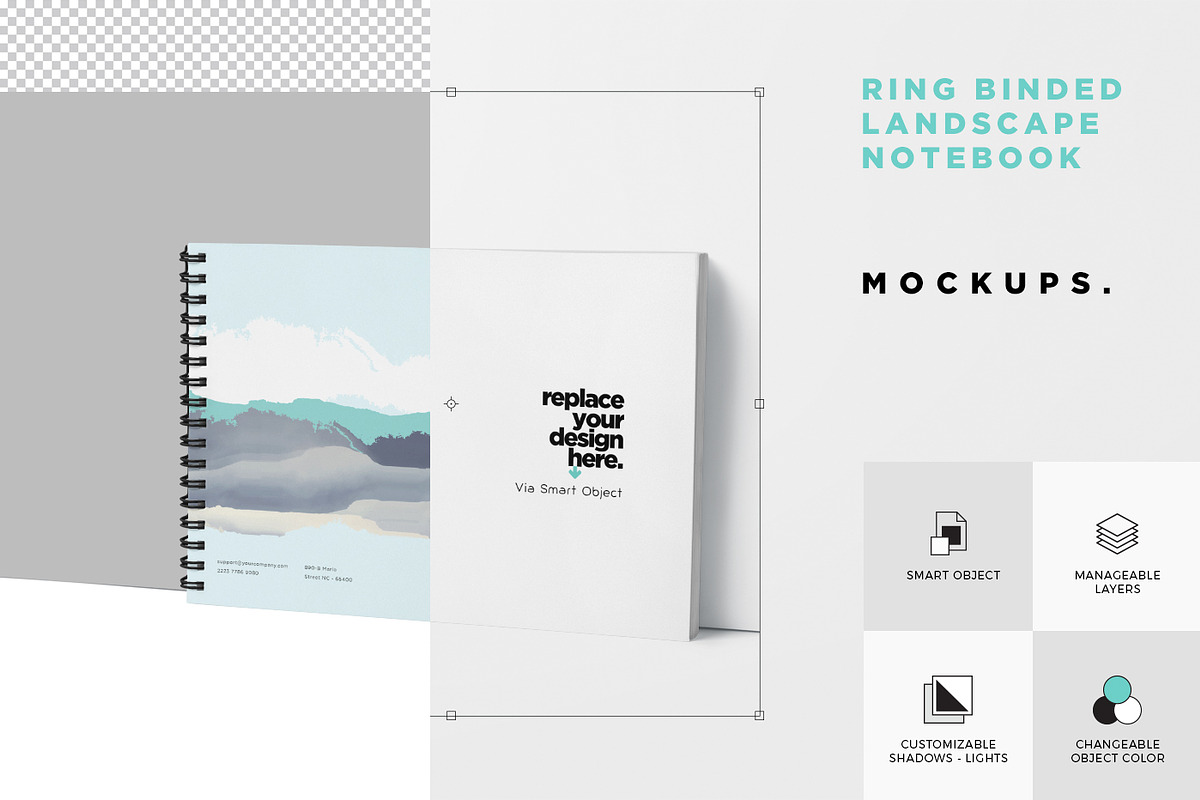 A5 Landscape Ring Bind Book Mockups, a Books & Magazine Mockup by ...
