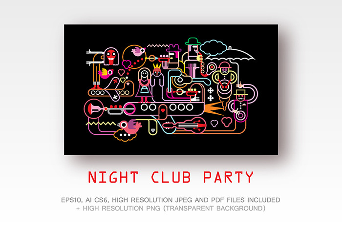 Night Club Party vector illustration, an Illustration by danjazzia ...