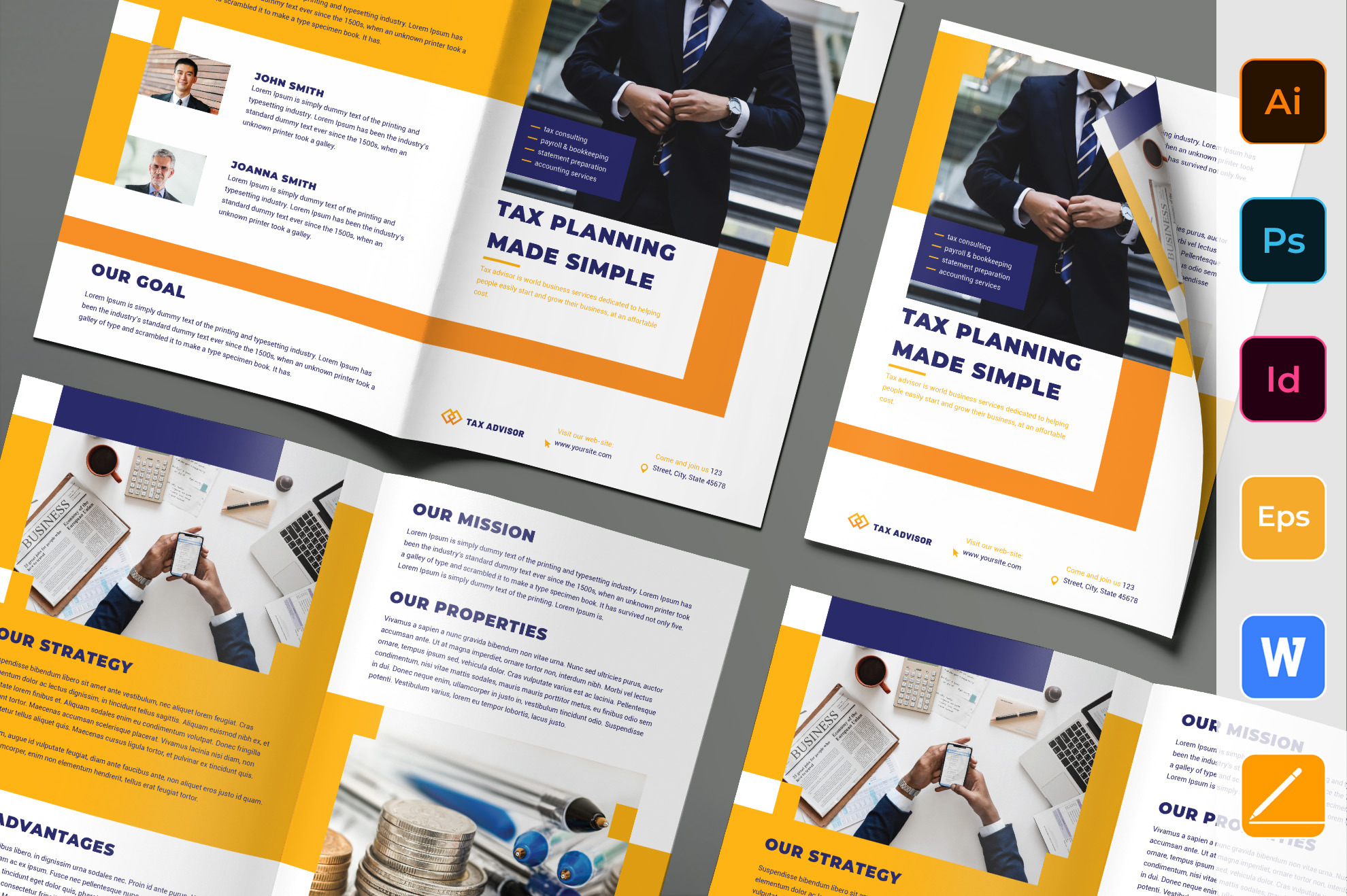 Tax Advisor Brochure Bifold, a Brochure Template by TemplatesNow!