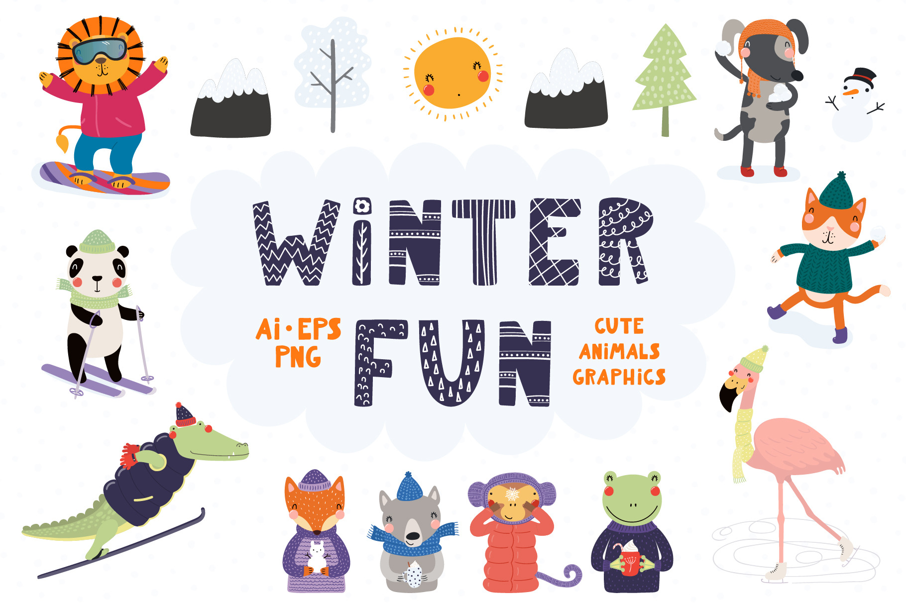 Winter Fun, Cute Animals Graphics, an Animal Illustration by sceptical ...