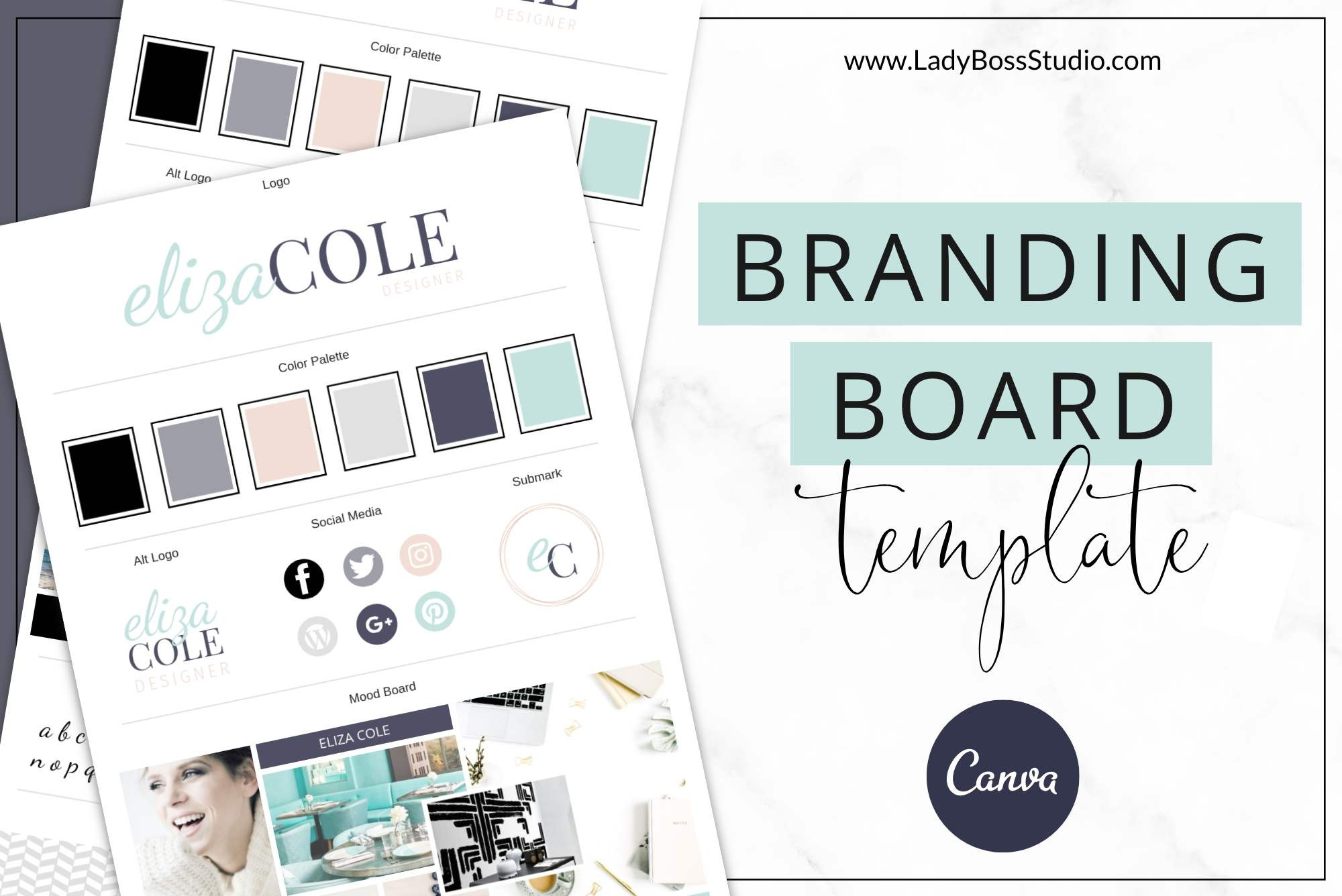 Branding Board Template Canva, a Branding & Logo Template by Lady Boss ...