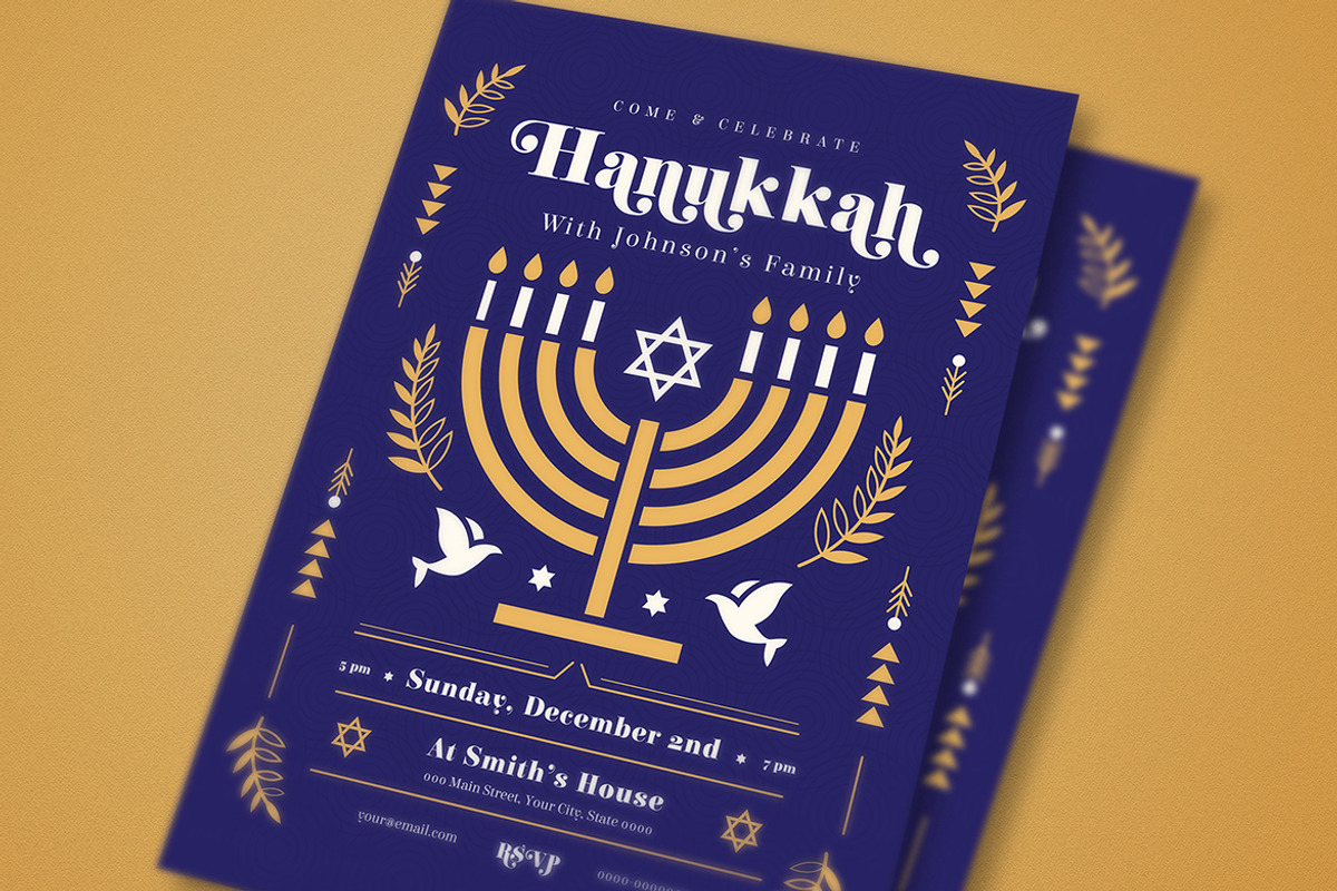 Hanukkah Event Flyer, a Flyer Template by Guuver