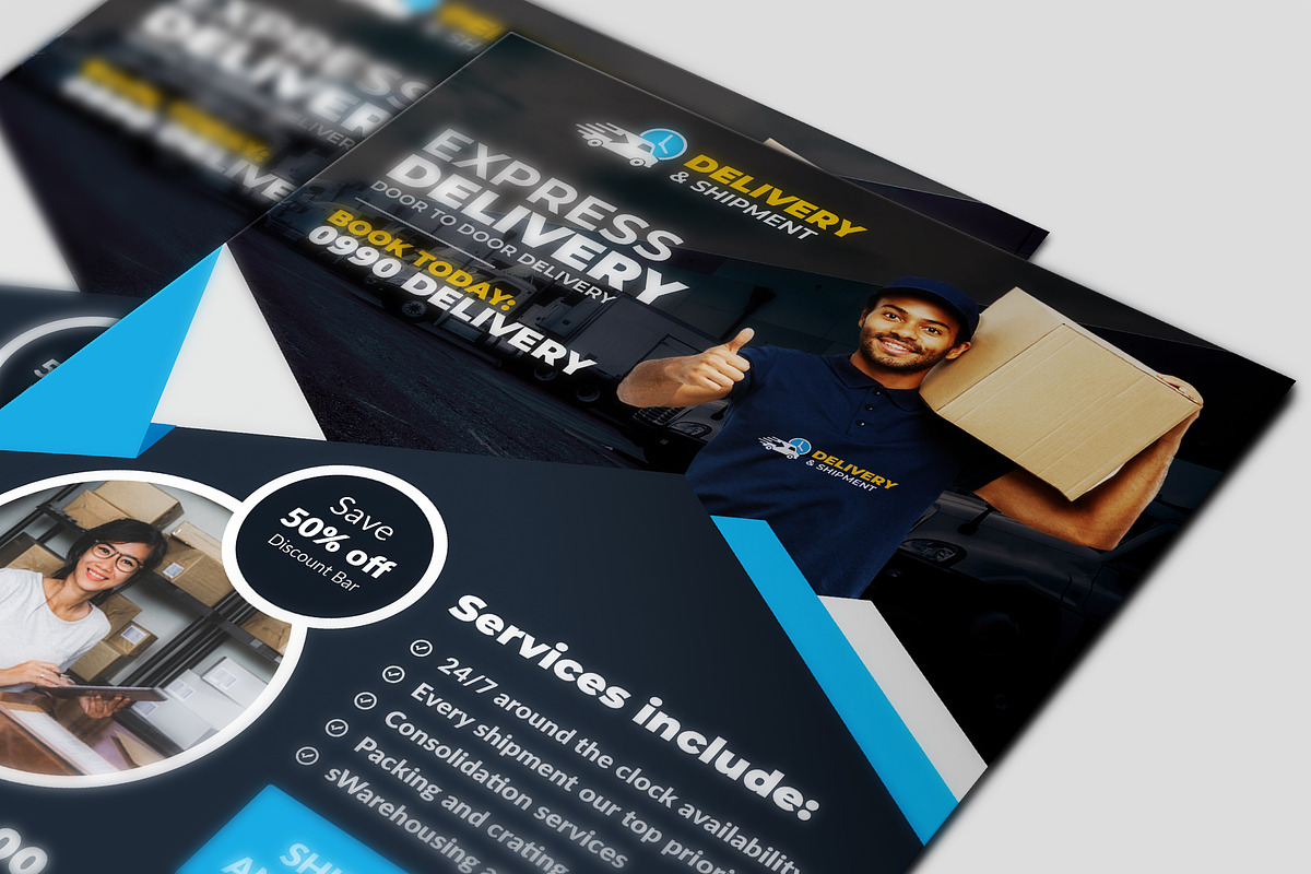 Delivery & Shipment Flyer, a Flyer Template by AfzaalGraphics