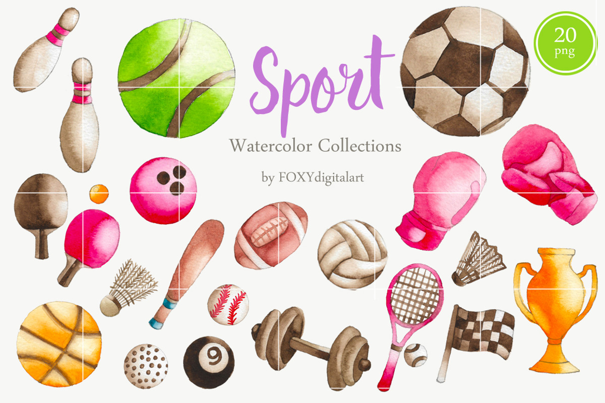 Watercolor Sports Fitness Clipart, a Decorative Illustration by ...