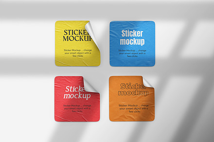 Square Stickers Mockup, a Print Template by PrexTheme