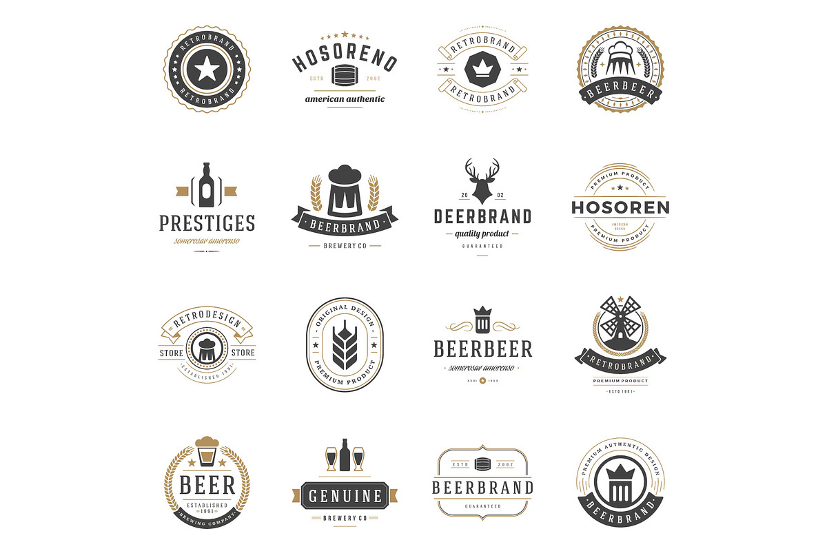 45 Beer Logotypes and Badges, a Branding & Logo Template by Vasya Kobelev