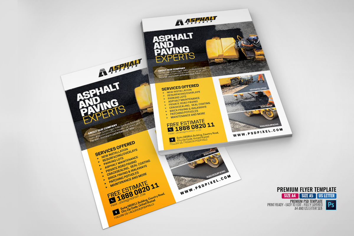 Road Repair and Maintenance Flyer, a Flyer Template by PSDPixel