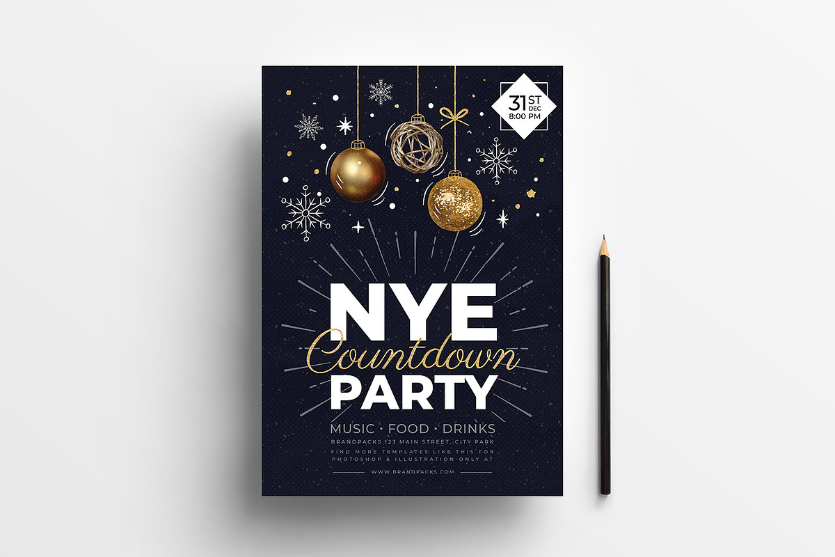 NYE Party Flyers / Posters, a Flyer Template by BrandPacks