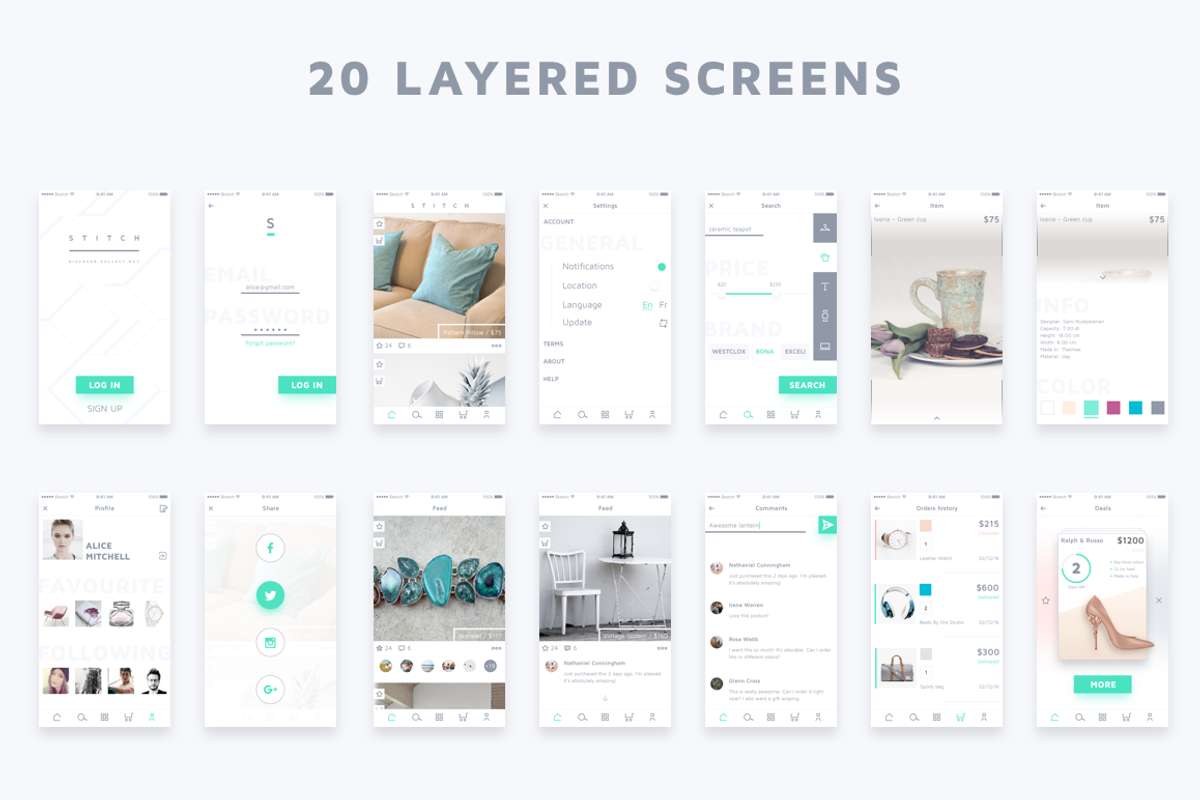 STITCH - Shopping app UI Kit, an UI Kit Template by Agilie