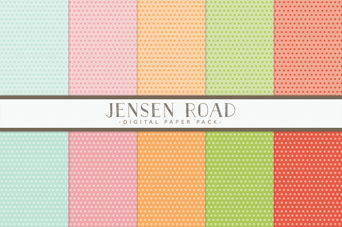 Spring Polka Dot Digital Papers, a Pattern Graphic by Jensen Road