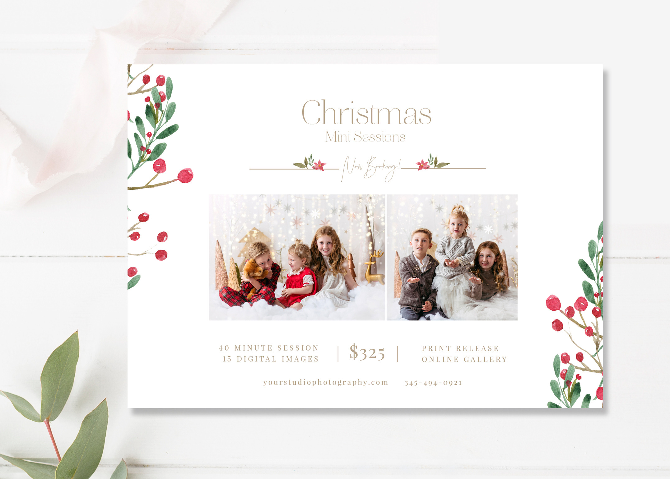 Christmas Mini Session Template, a Flyer Template by By Stephanie Design