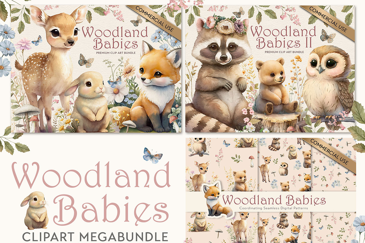 Woodland Animals Megabundle, an Animal Illustration by Clip Art by Elise M