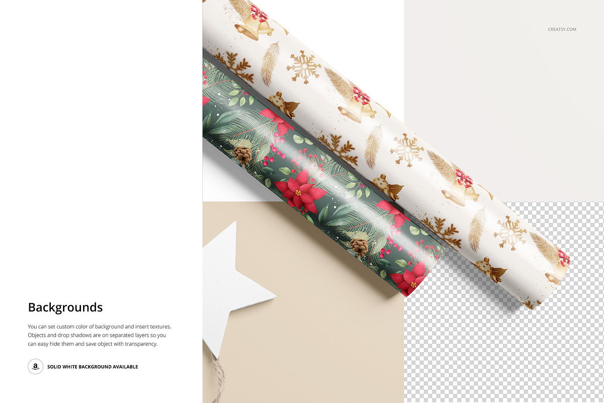 Gift Wrapping Paper Mockup Set, a Packaging Mockup by Creatsy