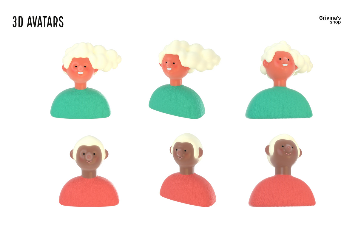 3D Avatars, a Templates & Theme by Grivina's shop | Creative Market