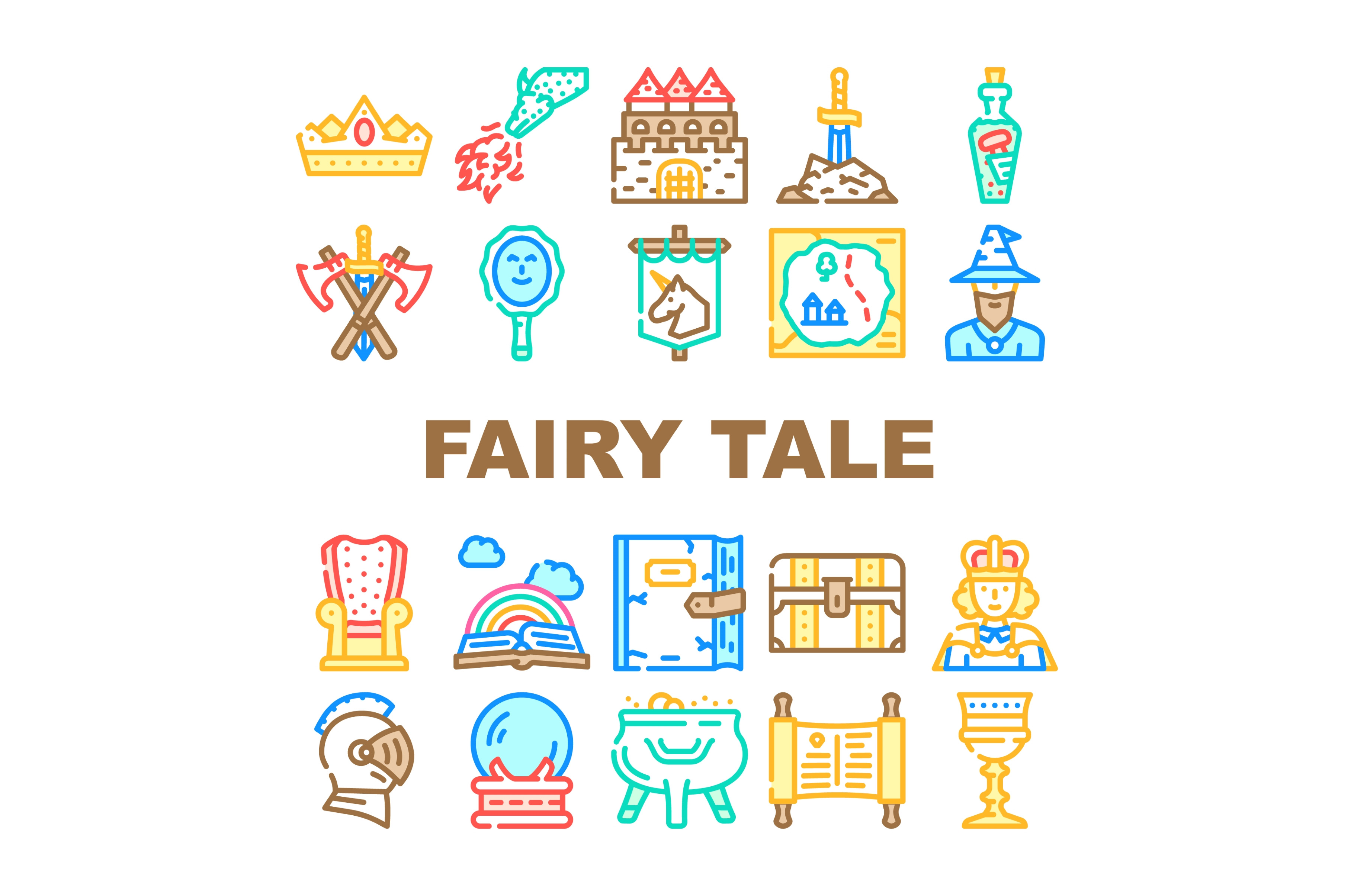 Fairy Tale Story Medieval Book Icons, an Industrial Photo by pikepicture